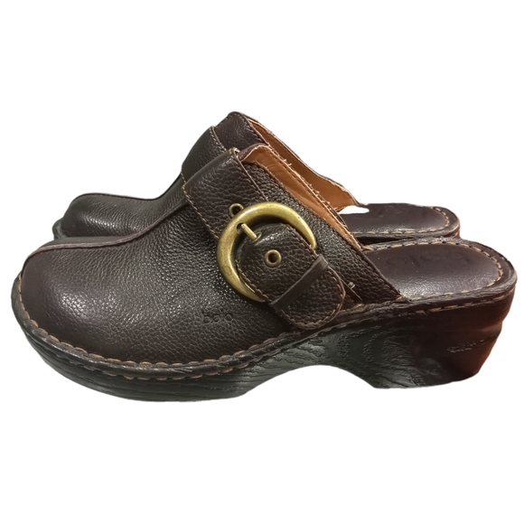 boc | Shoes | Boc Brown Leather Clog Mule Slide Shoes Buckle | Poshmark